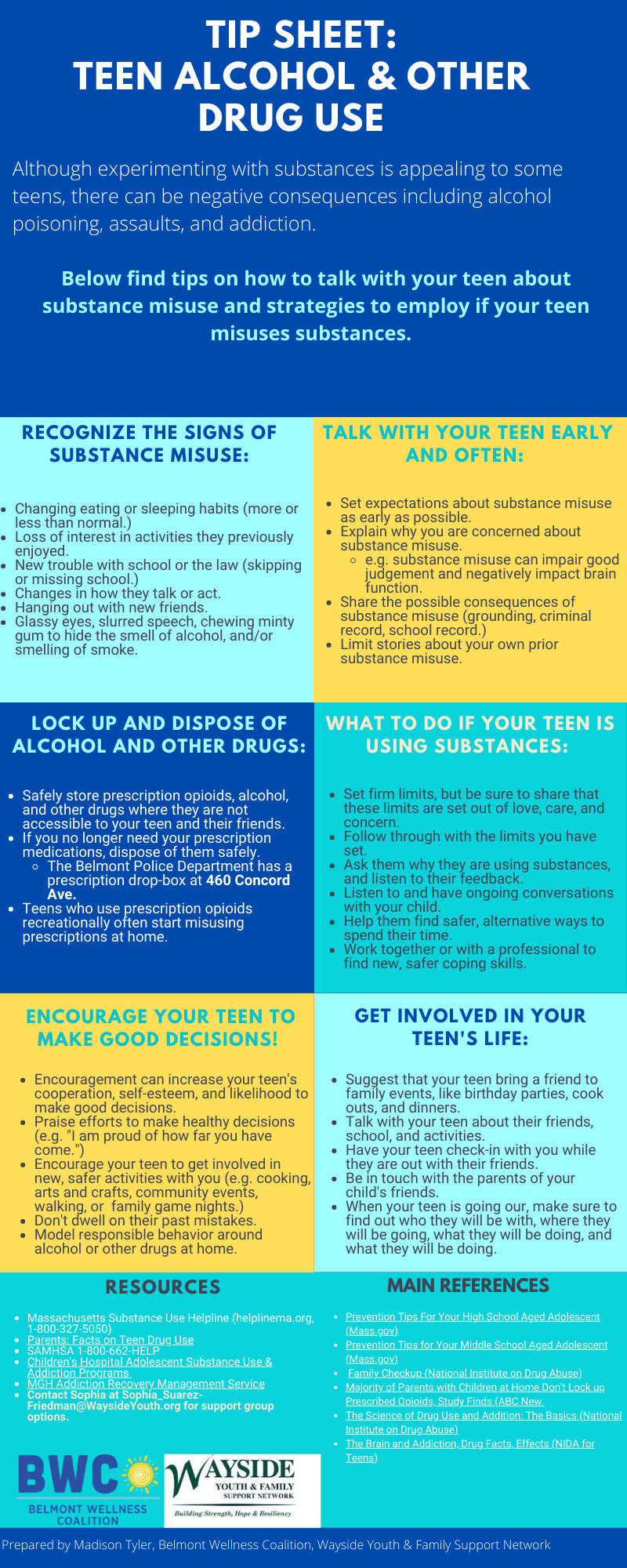 Tip Sheet: Teen Alcohol & Other Drug Use – Belmont Wellness Coalition